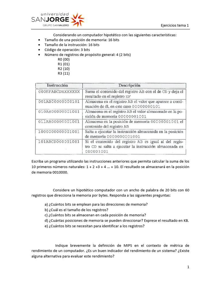 Ejercicios Tema1 Enunciados | PDF