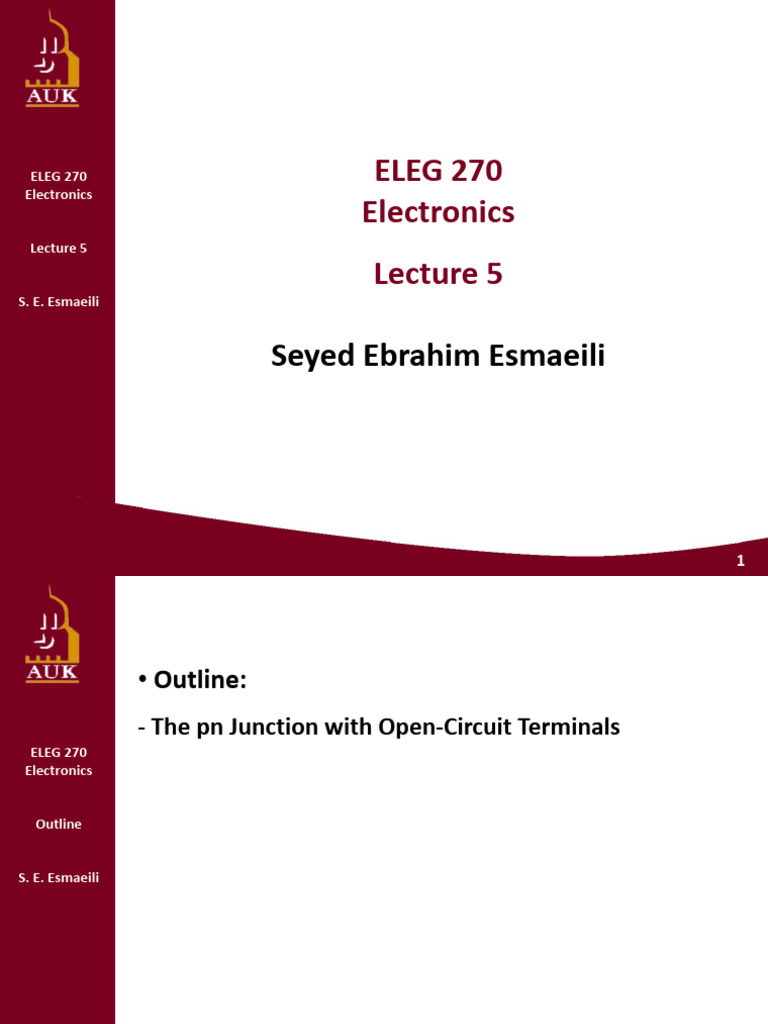 Eleg270 Lecture 5 Se | PDF | P–N Junction | Semiconductors Eleg270 Lecture 5 Se | PDF | P–N Junction | Semiconductors