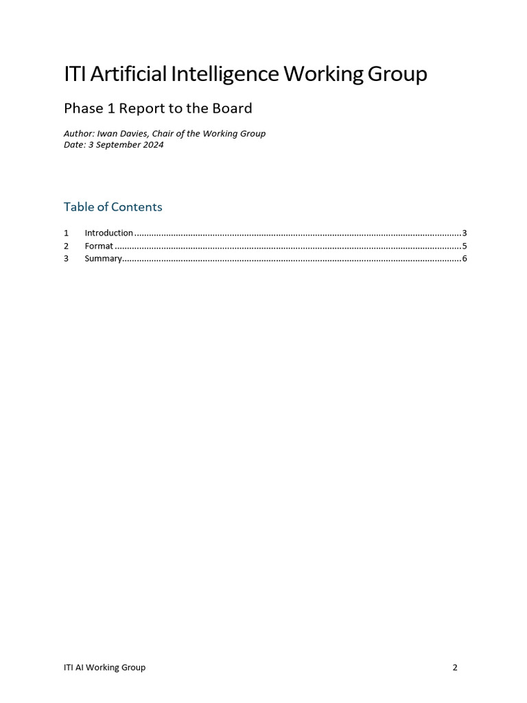ITI AI Working Group Phase 1 Report | PDF | Artificial Intelligence ...