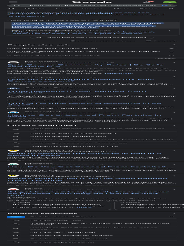 How Many Times Can You Temporary Ban A Fortnite Acount - Google Search ...