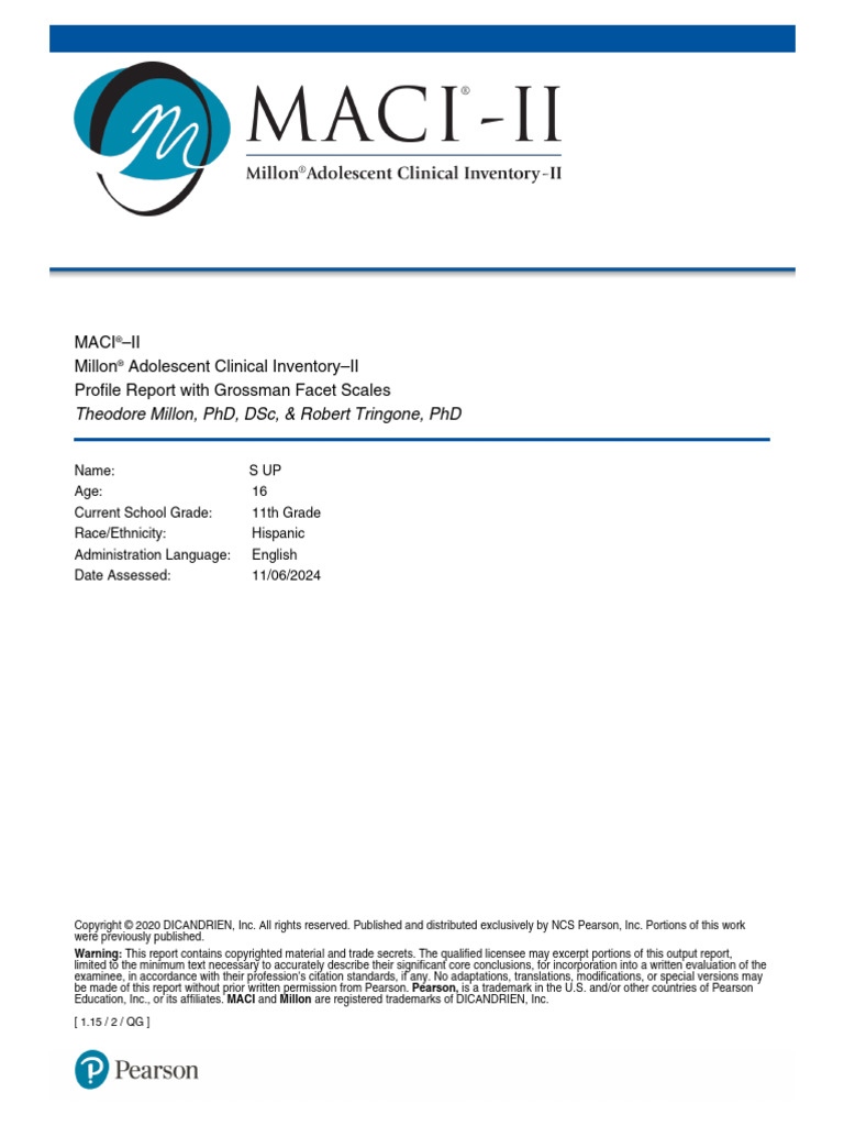 Maci II Report | PDF | Adolescence | Psychology