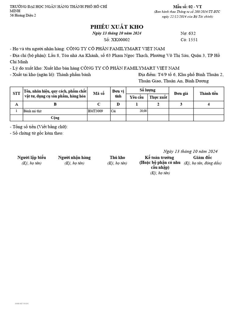 02 VT Phieu Xuat Kho | PDF