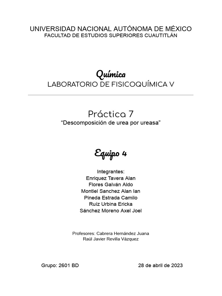 Reporte 7 Fico 5 | PDF | Enzima | Reacciones químicas