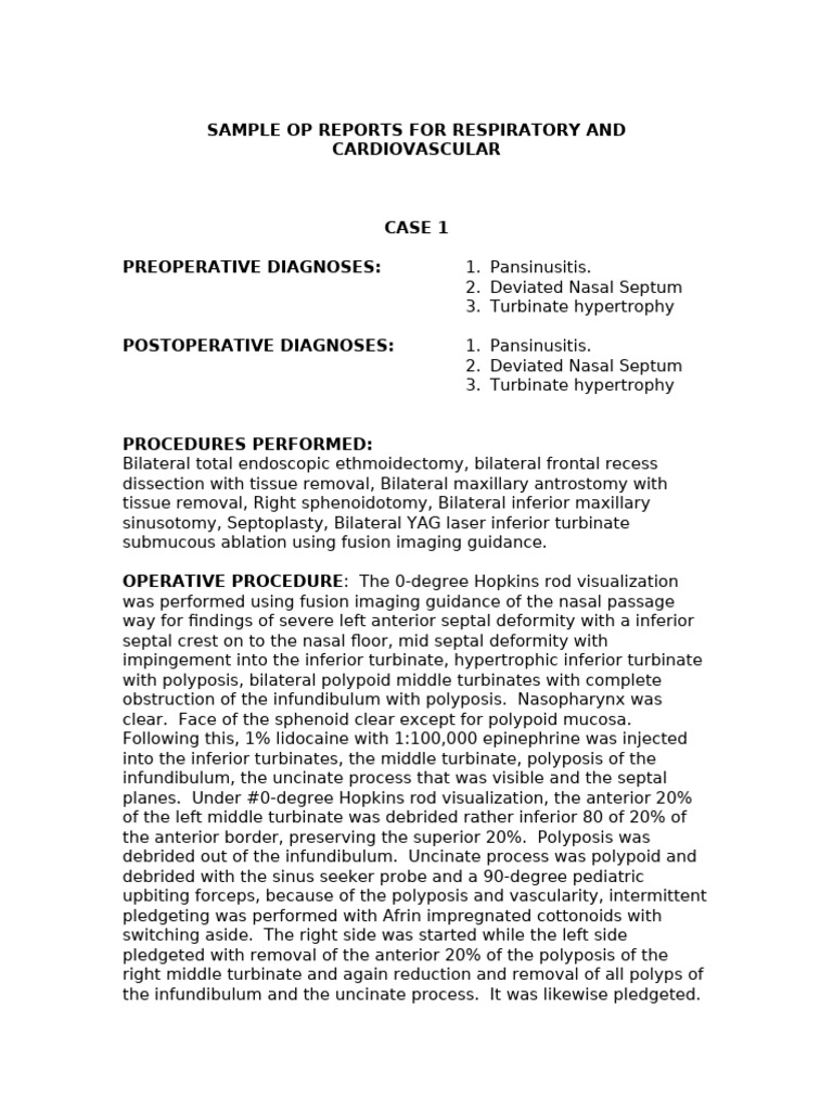 Respiratory and Cardiovascular Sample Charts-Updated | PDF | Human Nose | Medical Specialties