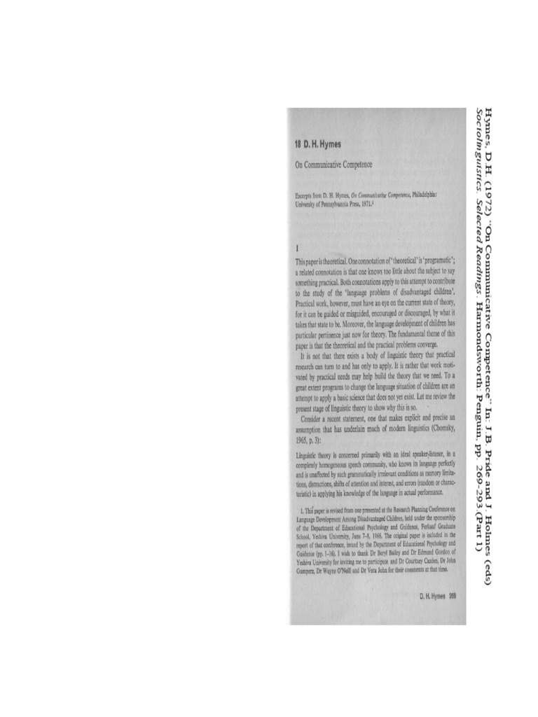 4 - Hymes 1972 - On Communicative Competence | PDF