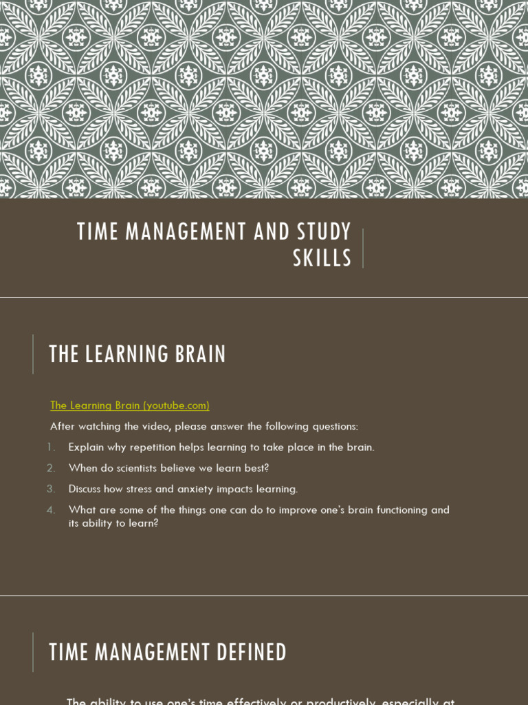 Time Management & Study Skills Guide | PDF | Study Skills | Time Management
