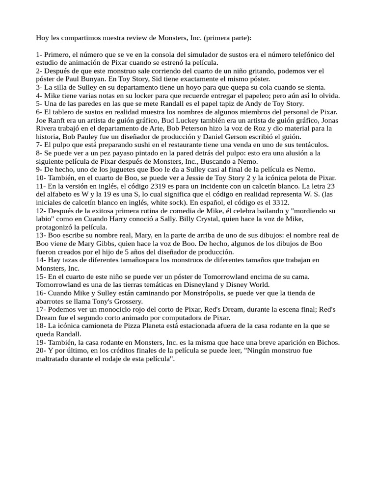 Monsters Inc | PDF | Pixar