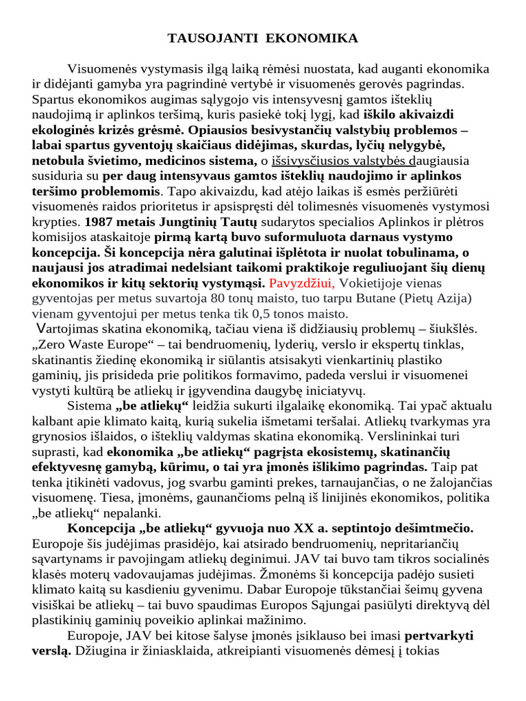 Tausojanti Ekonomika | PDF