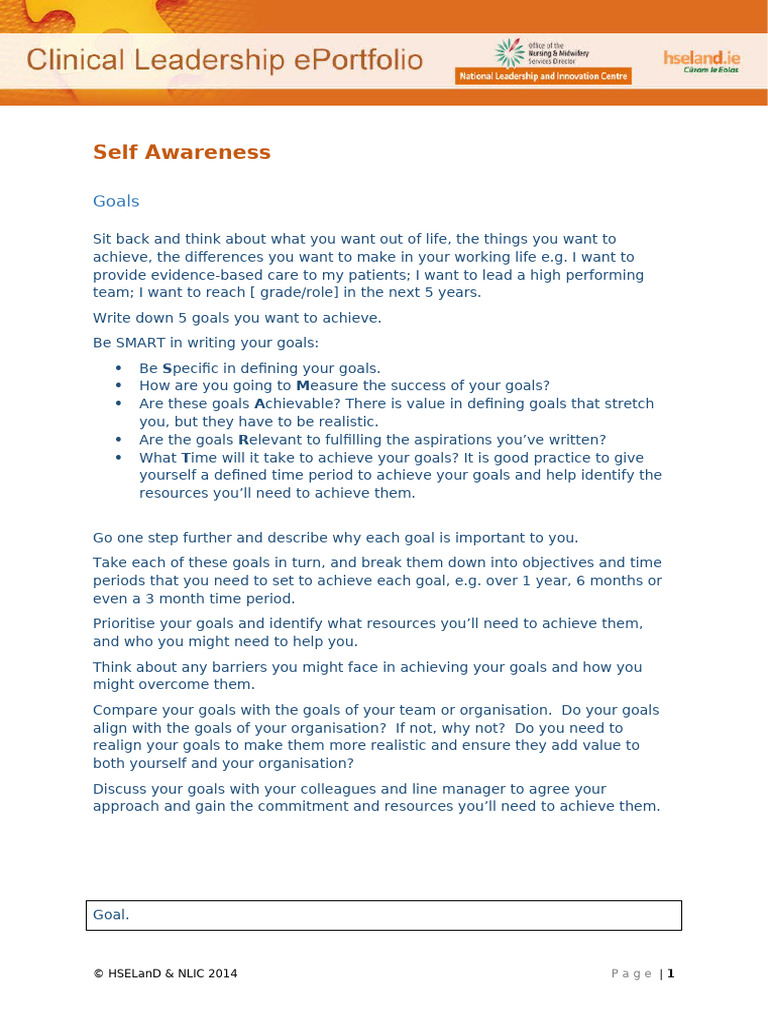 Self Awareness-Goals | PDF | Career & Growth