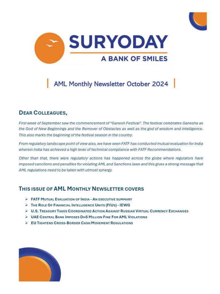 AML Monthly Newsletter - October 2024 | PDF | Money Laundering ...