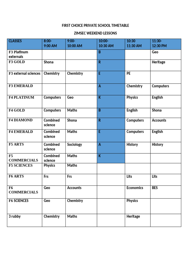 Saturday Time Table 31 August 2024 | PDF