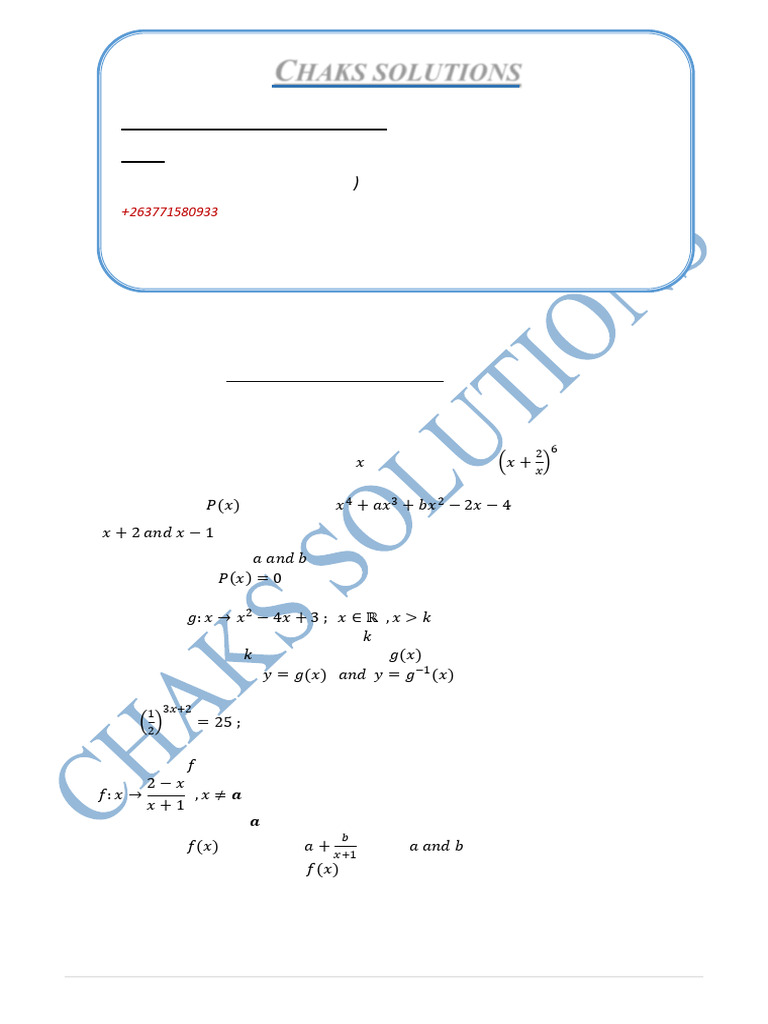 Exercise 1 Chaks Pure Mathematics | PDF | Circle | Function (Mathematics)