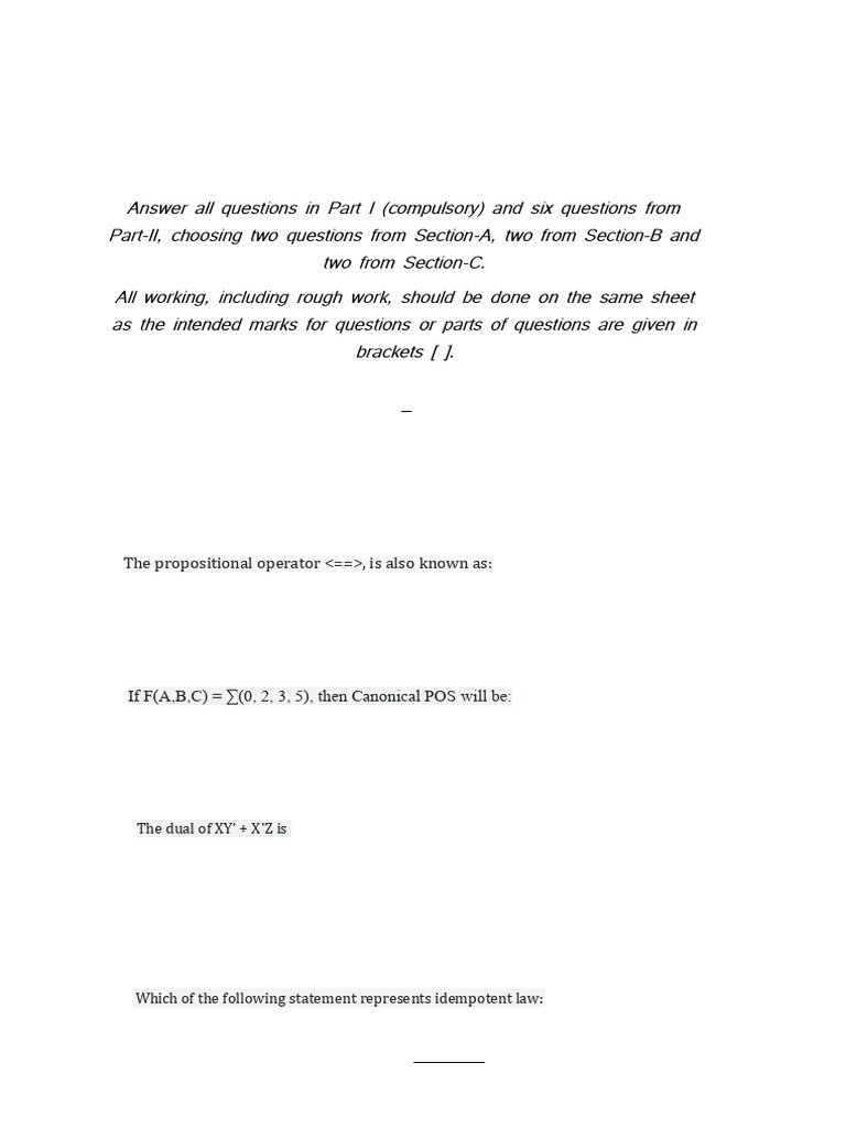 Paper 1 Sample Paper 2022-2023 | PDF | Boolean Data Type | Mathematical ...