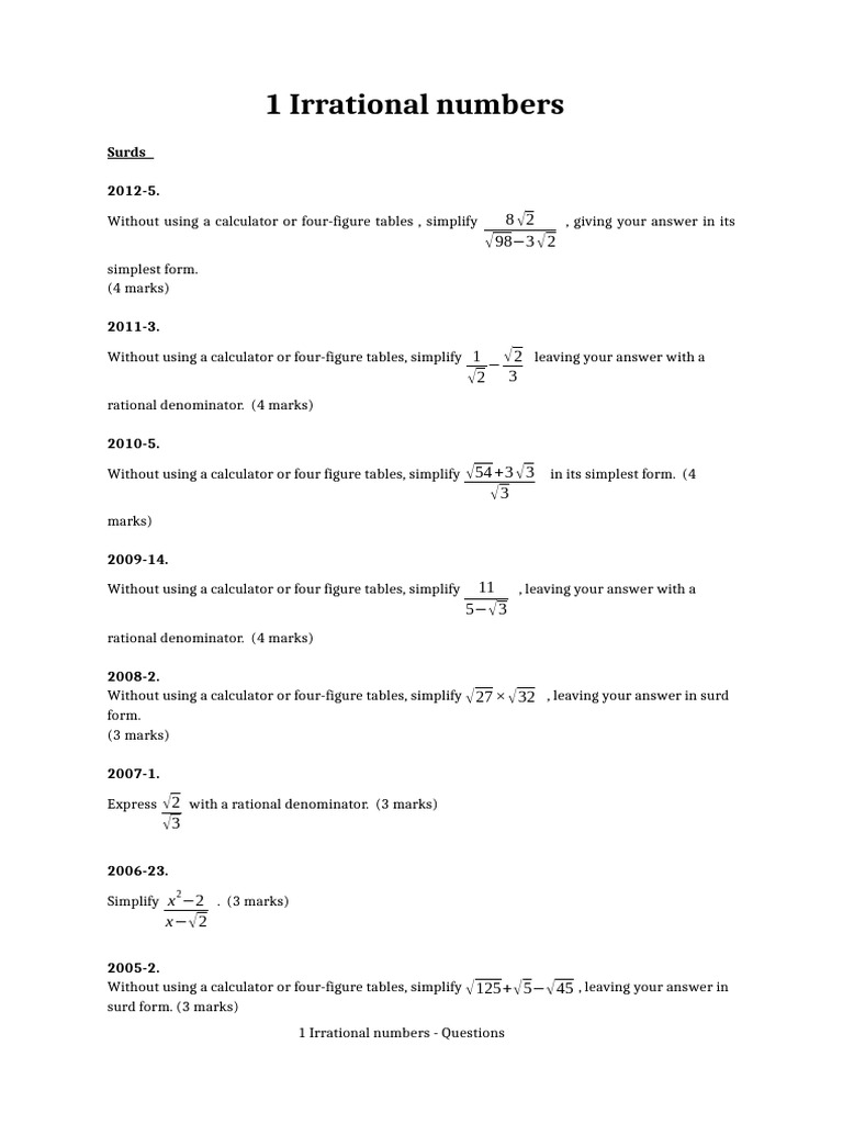 Simplifying Surds and Irrational Numbers | PDF