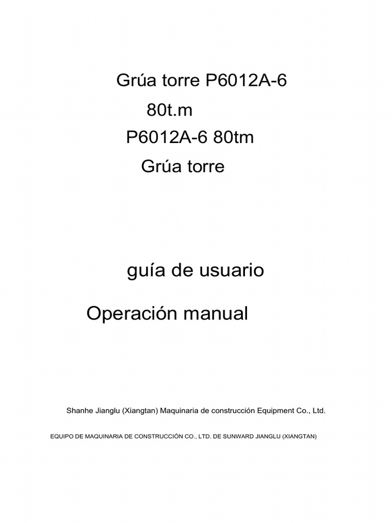 2 - traduccion 秘鲁p6012a-6中英文说明书 - Torre Grua | PDF | Business | Regulación