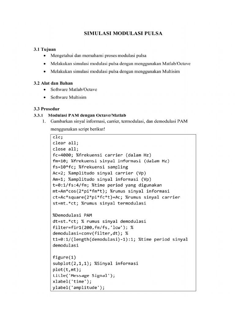 Simulasi Modulasi Pulsa | PDF
