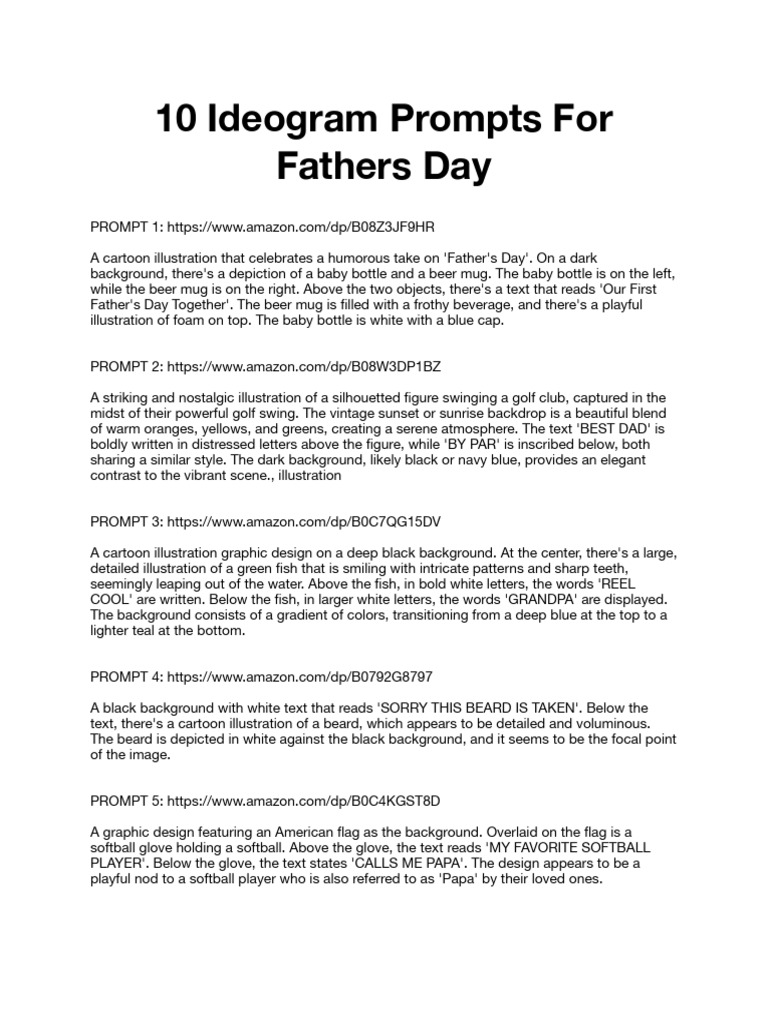 10 Ideogram Prompts For Fathers Day PDF | PDF