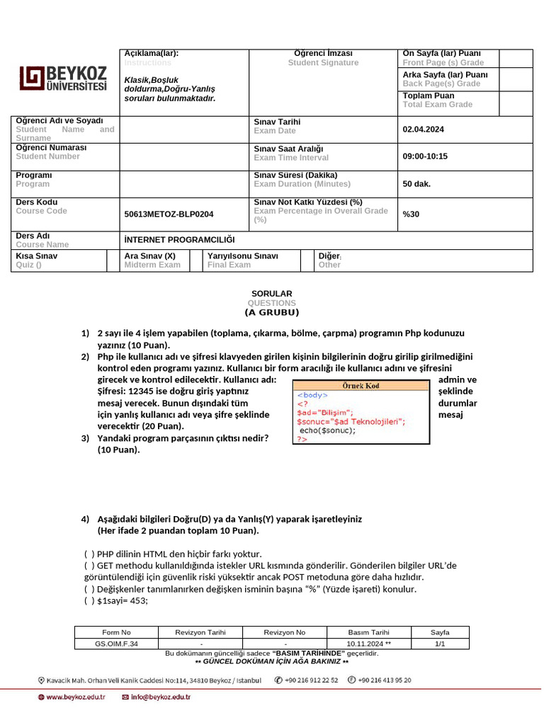 İnternet Prog Vize A | PDF