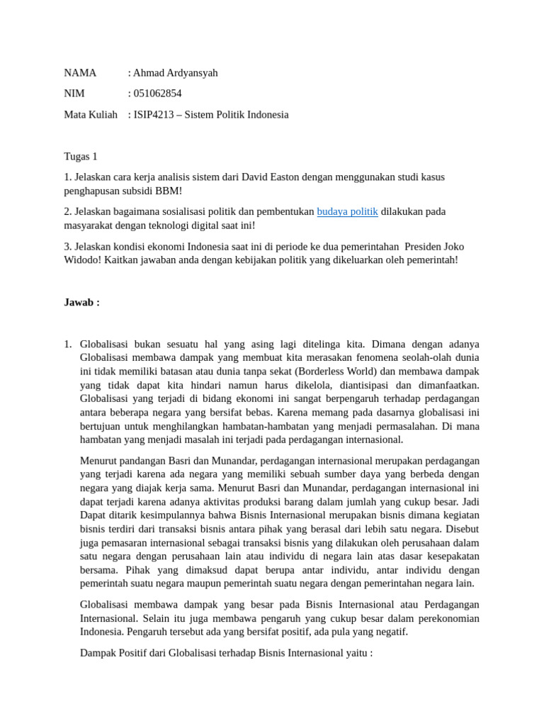 TUGAS 1 ADBI4130.61 Pengantar Ilmu Administrasi Niaga 61 | PDF | Bisnis | Politik