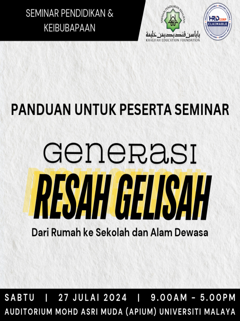 Panduan Untuk Peserta Seminar Resah-Gelisah | PDF