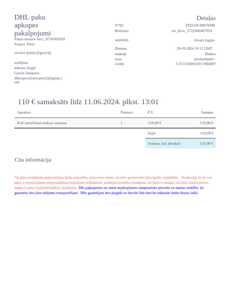 Paket Bakım Ücretleri TRX KBW DHL Express | PDF