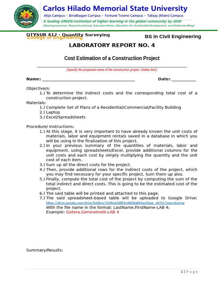 Cost Estimation for Construction Projects | PDF | Spreadsheet | Microsoft Excel
