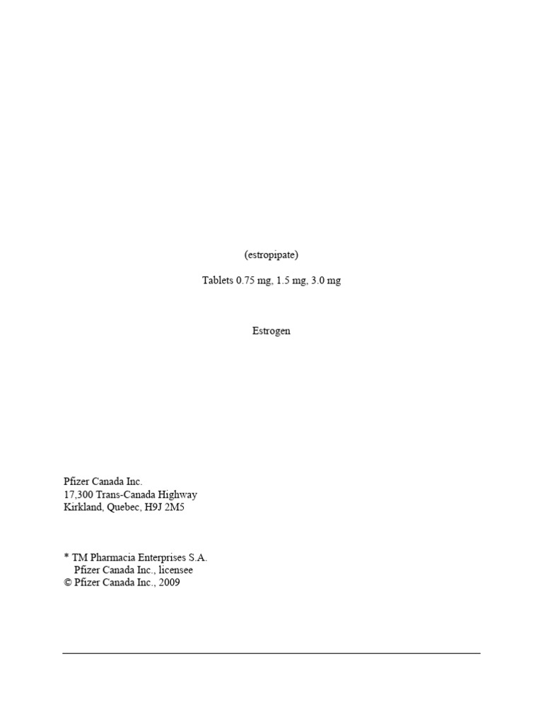 Prescribing Information: (Estropipate) Tablets 0.75 MG, 1.5 MG, 3.0 MG ...