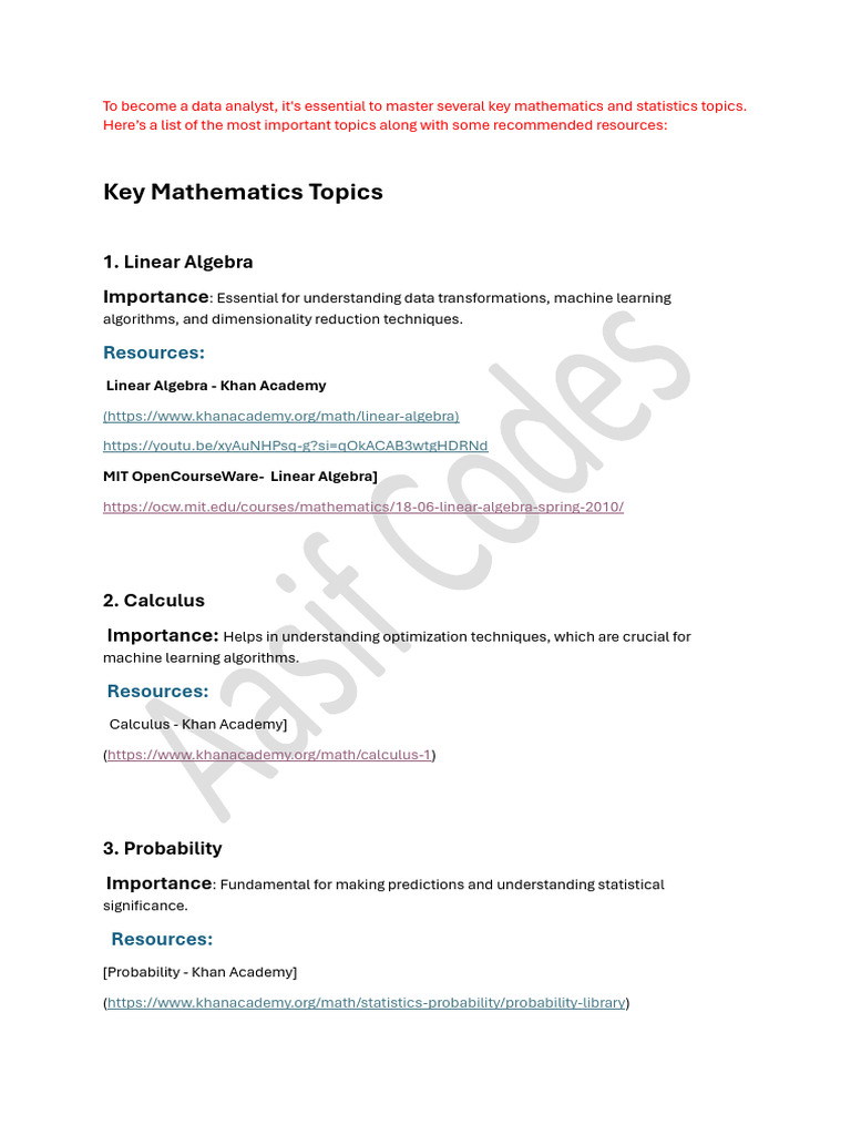 Maths & Stats For Data Analysts | PDF