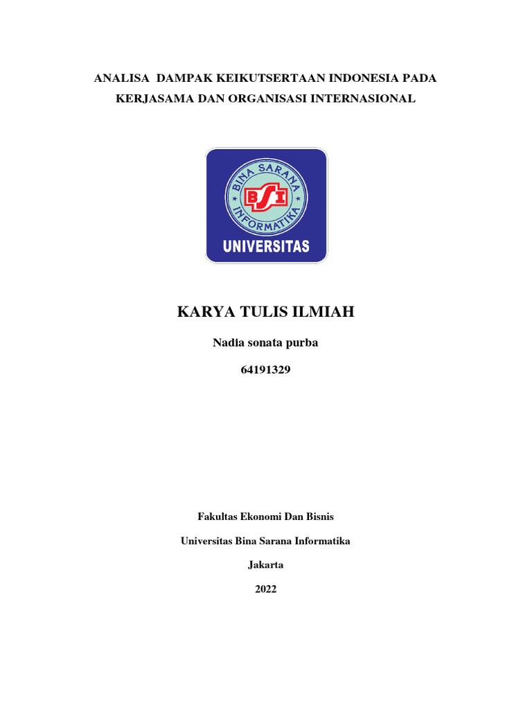 Dampak Keikutsertaan Indonesia Pada Orga | PDF