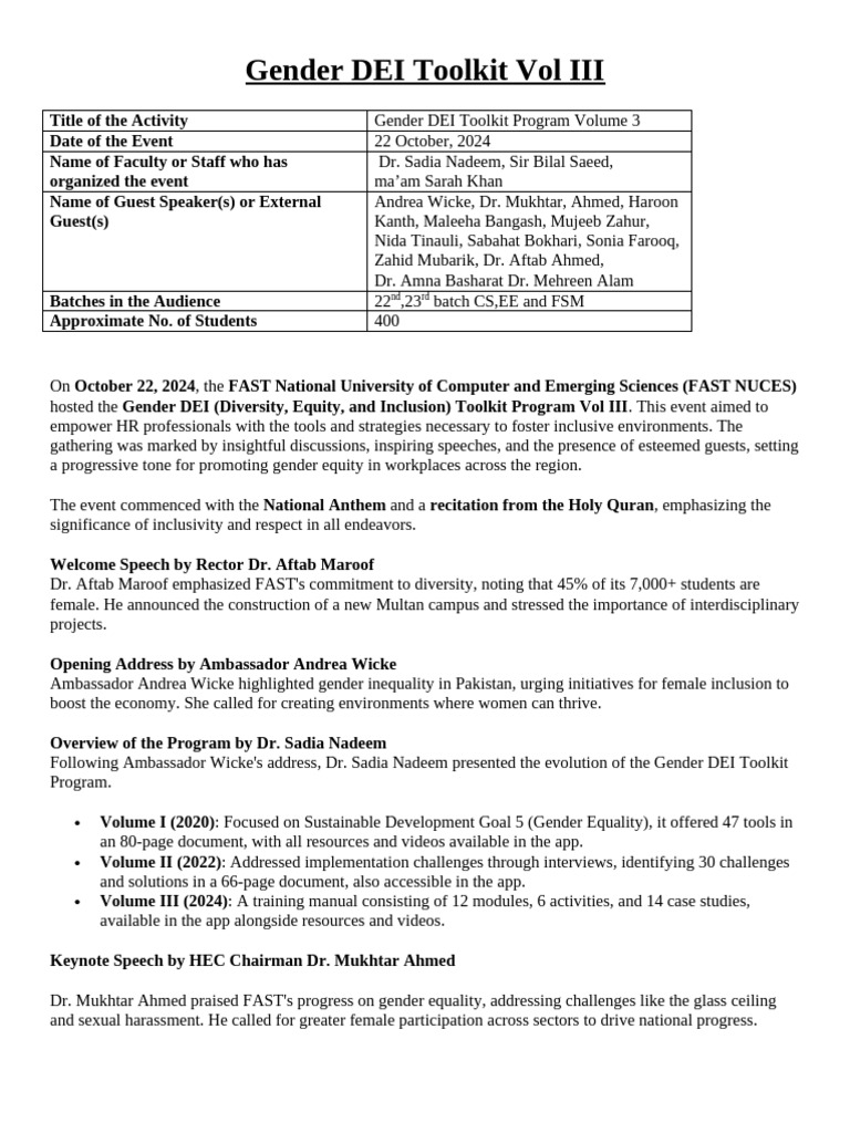 Gender DEI Toolkit Write Up | PDF | Empowerment | Bias