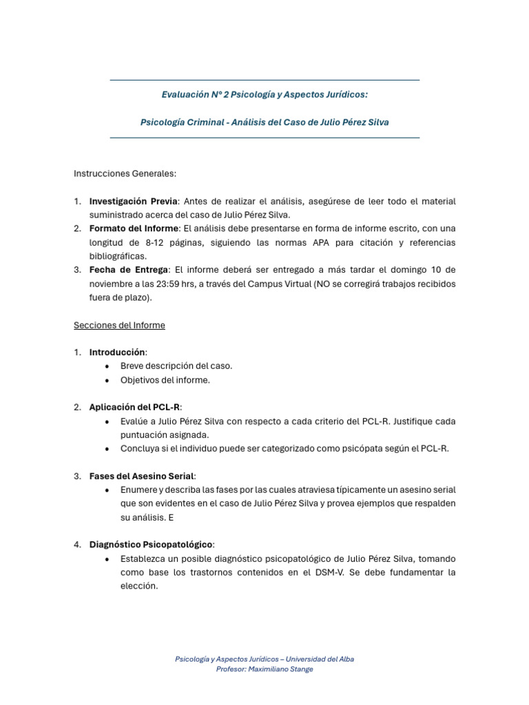 Instrucciones EVA2 | PDF | Sicología | Psicopatología