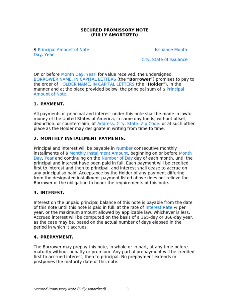Unsecured Promissory Note Terms | PDF | Bankruptcy | Debtor