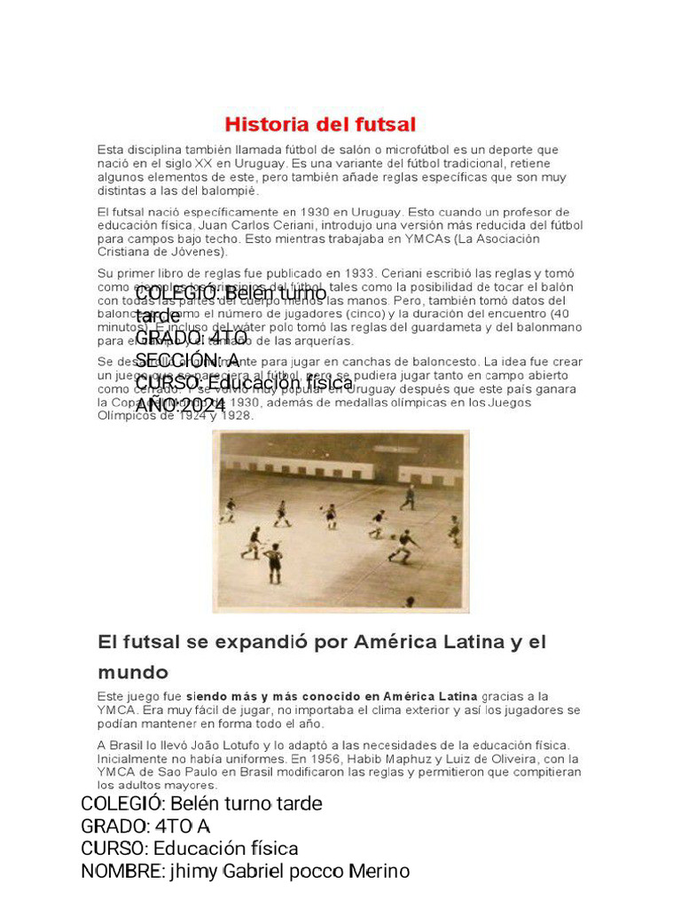 Historia Del Futsal | PDF
