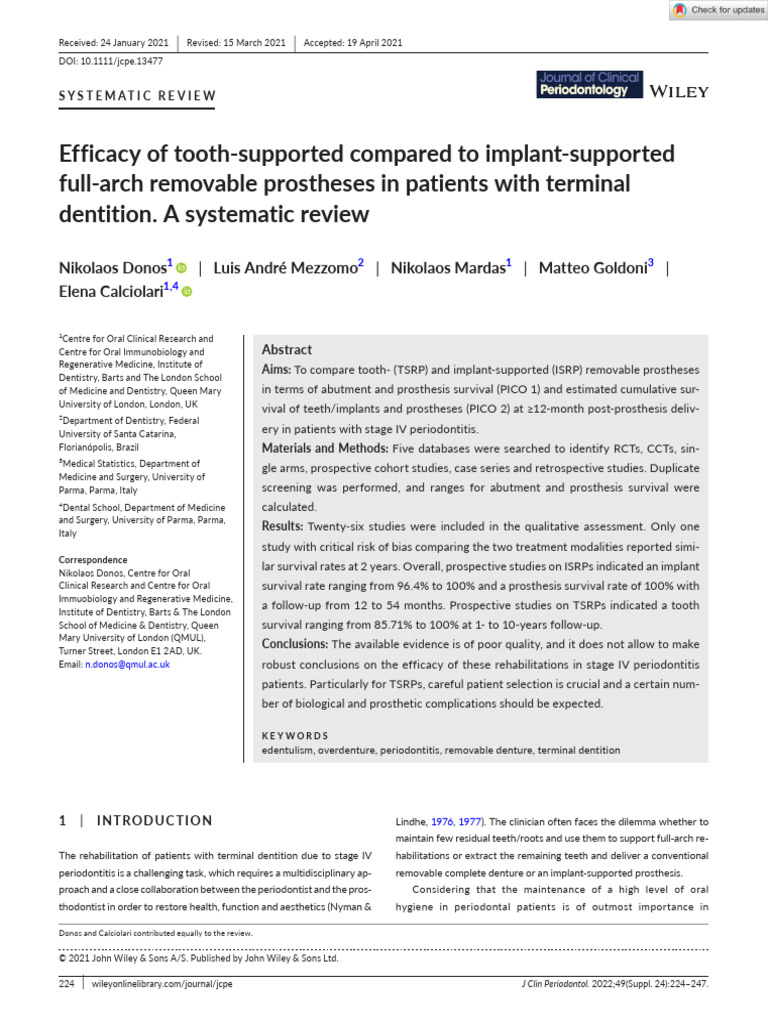 J Clinic Periodontology - 2021 - Donos - Efficacy of Tooth E2 80 ...