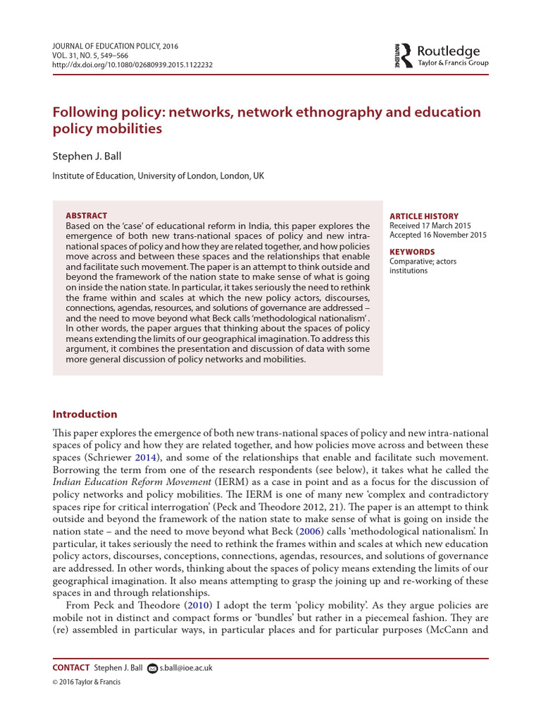Ball-2016-Following Policy | PDF | Governance | Policy
