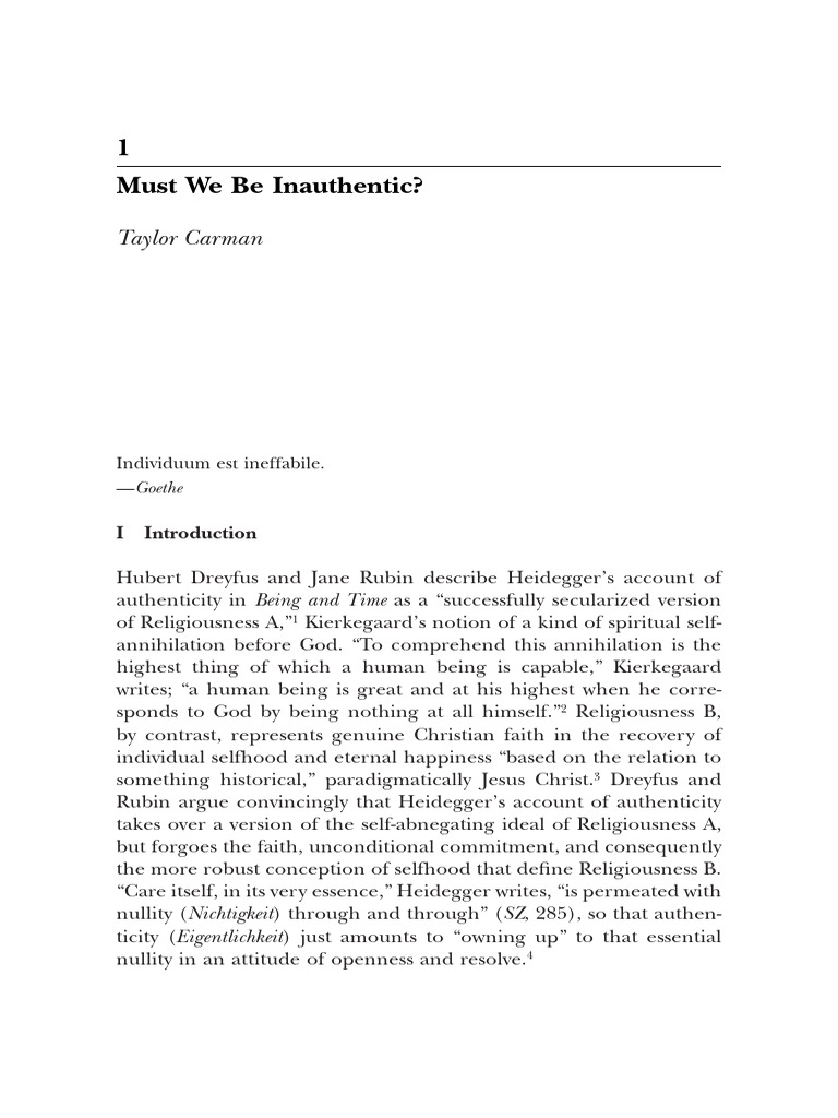 Carman - Must We Be Inauthentic - (Heid Auth Modernity) | PDF | Martin ...