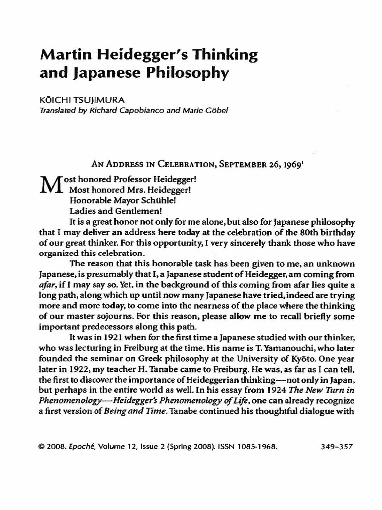 Capobianco Martin Heidegger's Thinking and Japanese Philosophy | PDF | Martin Heidegger | Thought