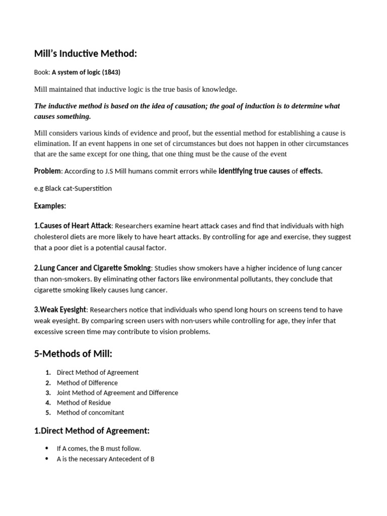 Mill Inductive Method | PDF | Inductive Reasoning | Causality