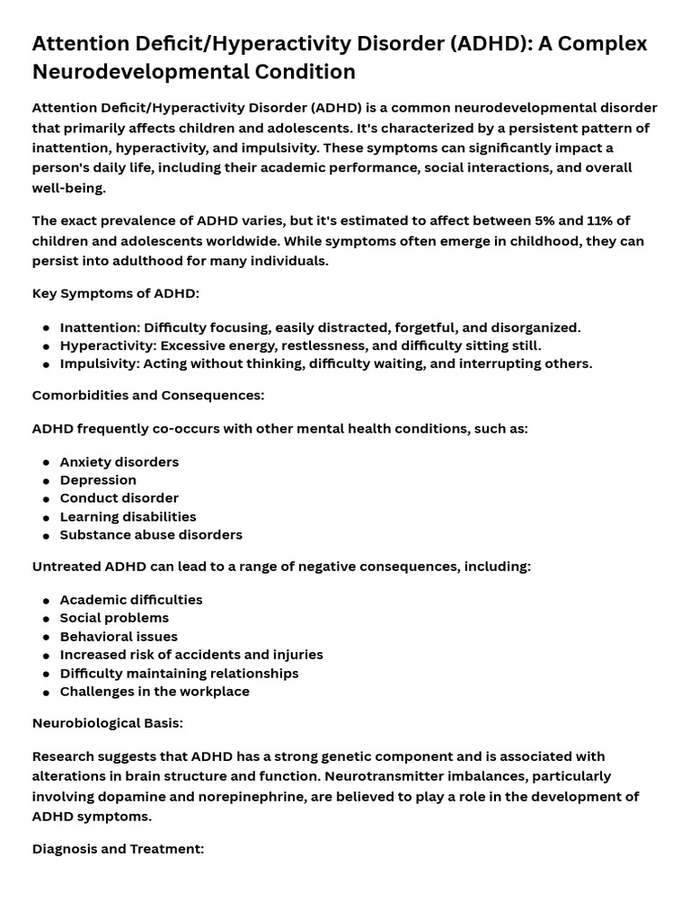 Attention DeficitHyperactivity Disorder (ADHD) A Complex ...