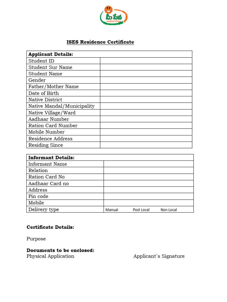 ISES Residence Certificate | PDF