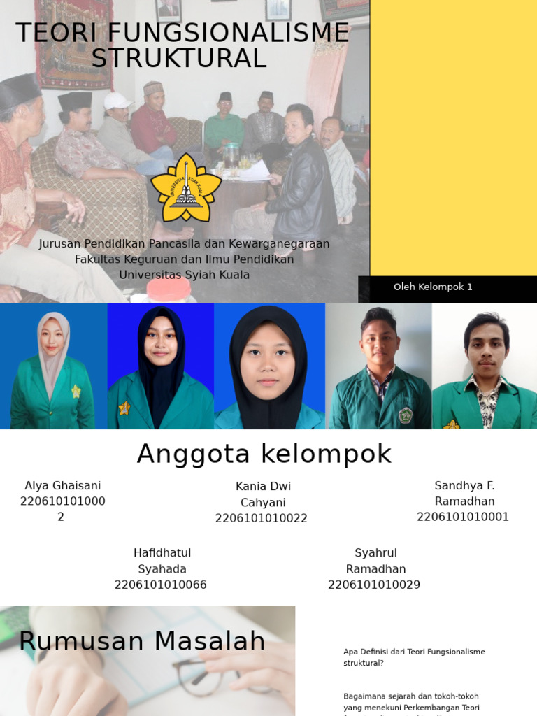 Teori Fungsionalisme Struktural Kelompok 1 - 20231121 - 222519 - 0000 | PDF