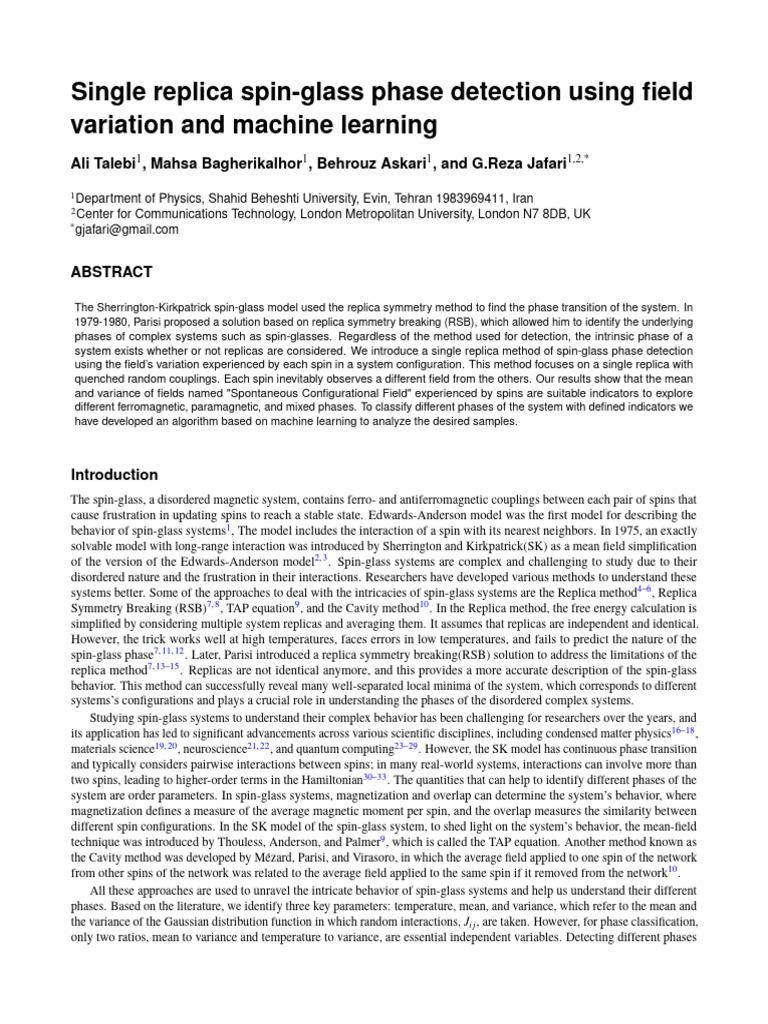 Single Replica Spin-Glass Phase Detection Using Field Variation and ...