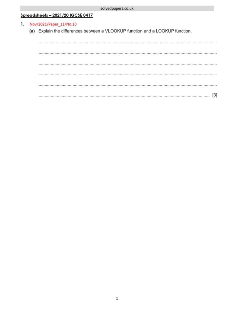 2021 - 20 Spreadsheets IGCSE 0417 | PDF