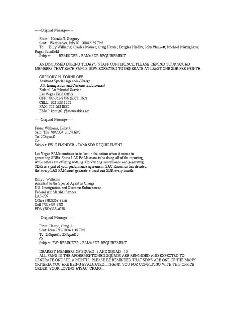 TSA Federal Air Marshal Service Orders For Mandatory Intelligence ...