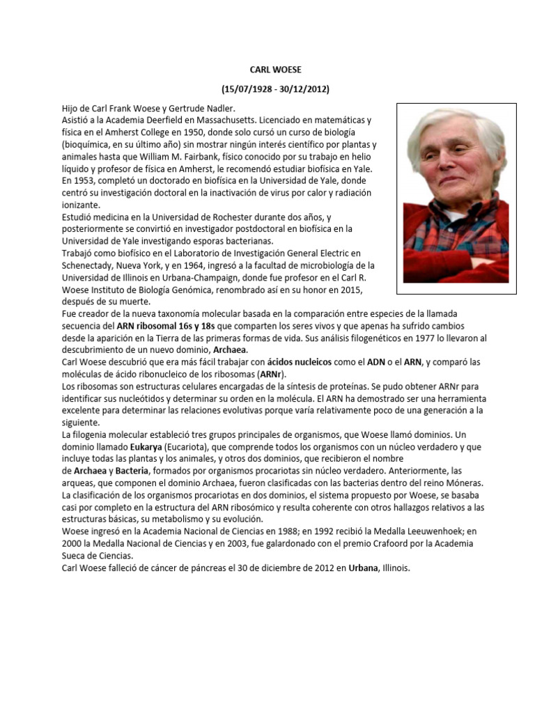 Carl Woese | PDF | Archaea | Organismos