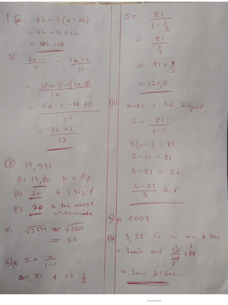 Form 2 Test Marking Scheme | PDF