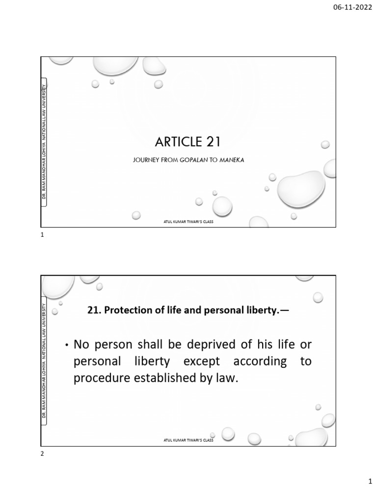 UNIT-IV (Art 21-22) | PDF | Due Process | Constitution