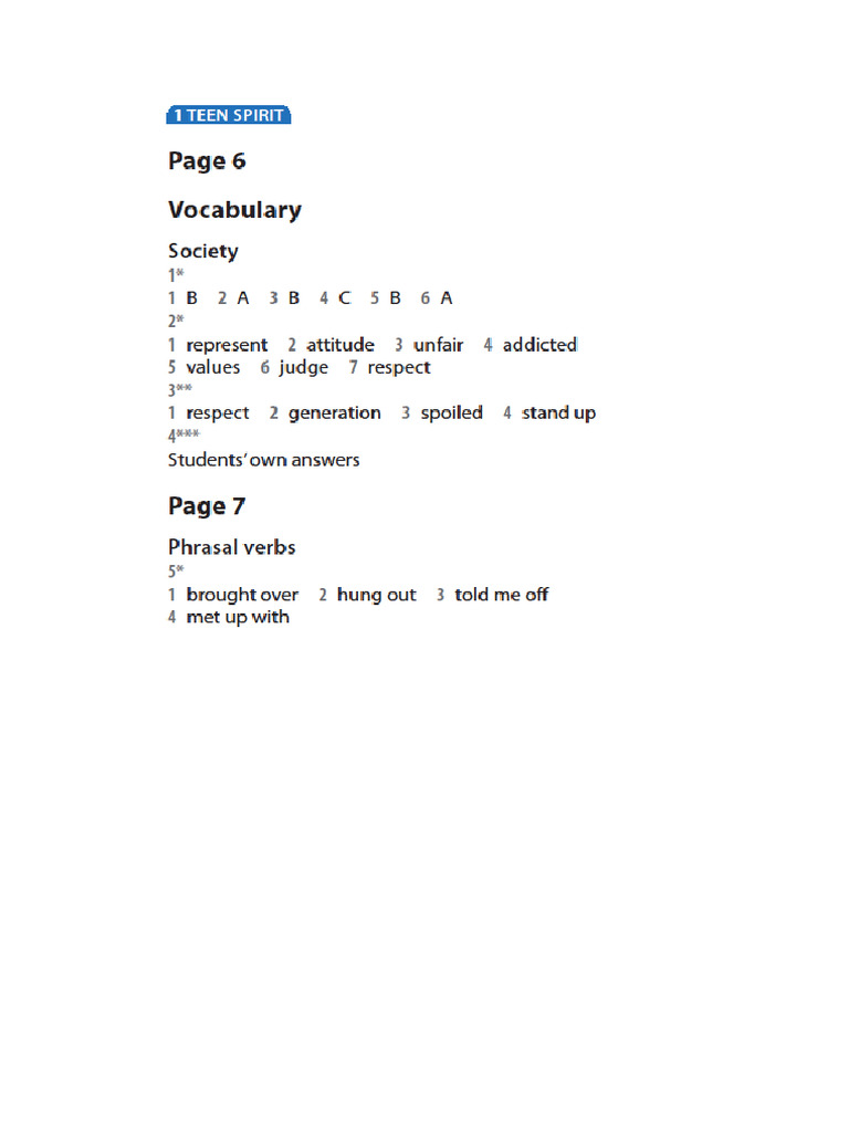 KEY U1 Extra Practice | PDF