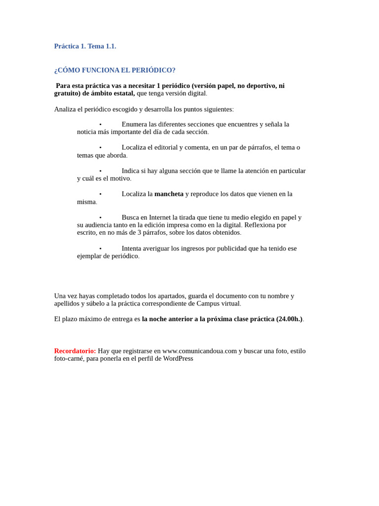 Prã Ctica Tema 1.1. Cã Mo Funciona Un Periã Dico | PDF | Informática