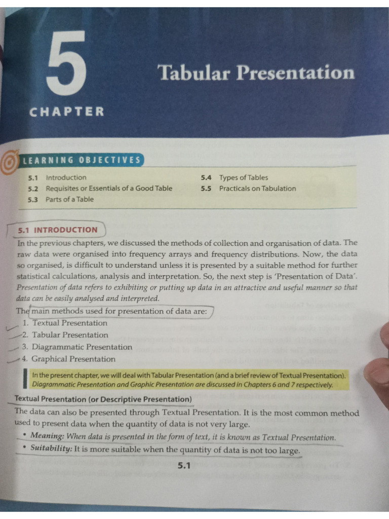Notes of Tabular Presentation | PDF